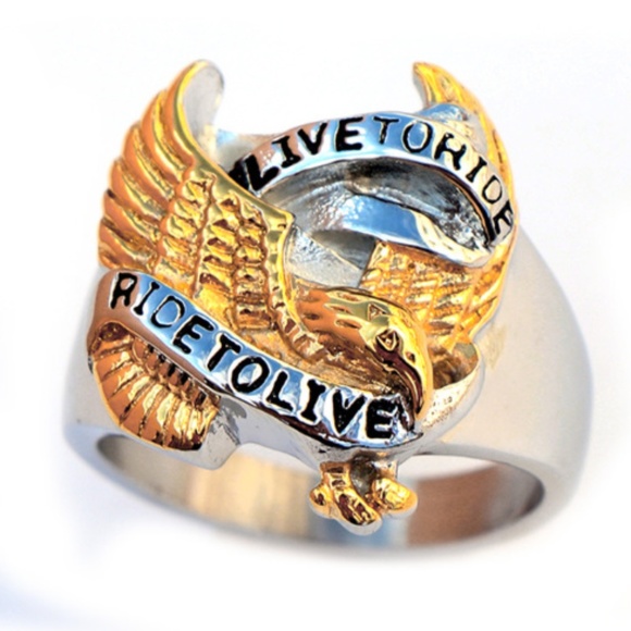Harley-Davidson | Jewelry | Motorcycle Biker Live To Ride Gold Eagle ...